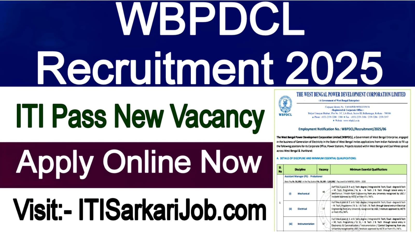 WBPDCL Recruitment 2025 - ITI Sarkari Job